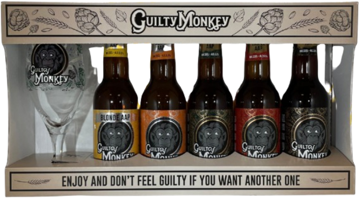 Guilty Monkey Mix Cadeaupakket | Bierpakket met glas | biernet.nl